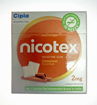 Buy Cipla Nicotex 2mg Cinnamon Flavour Nicotine Gum Pack of 10 boxes ...
