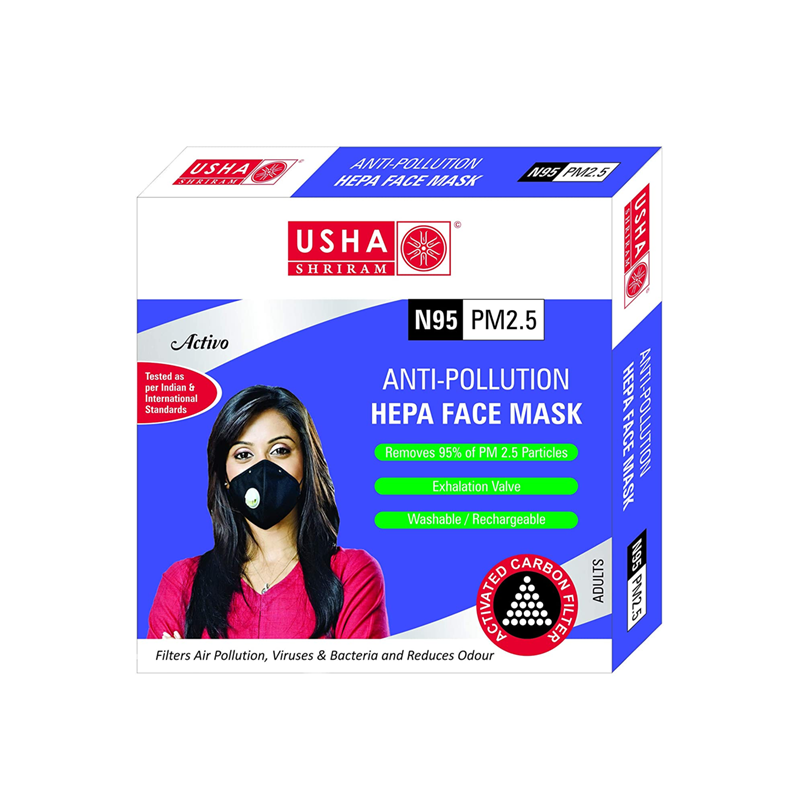 Buy USHA SHRIRAM Purito N95 PM2.5 HEPA Anti Pollution Face Mask - Pack ...